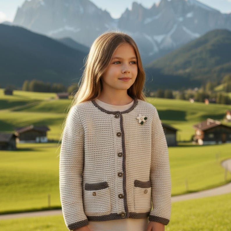 Austrian Kids Trachten Jacket, Folklore Tirolian Hand Knit Wool ...
