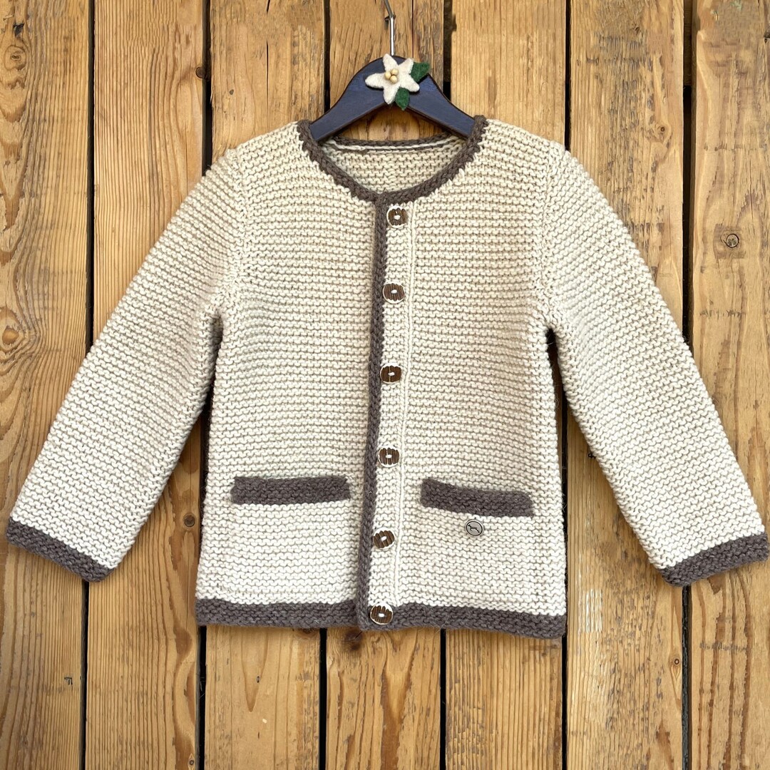 Austrian Kids Trachten Jacket, Folklore Tirolian Hand Knit Wool ...