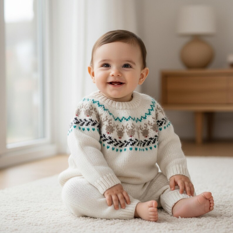Hand Knit Merino Wool Fair Isle Christmas Sweater: Nordic Baby ...