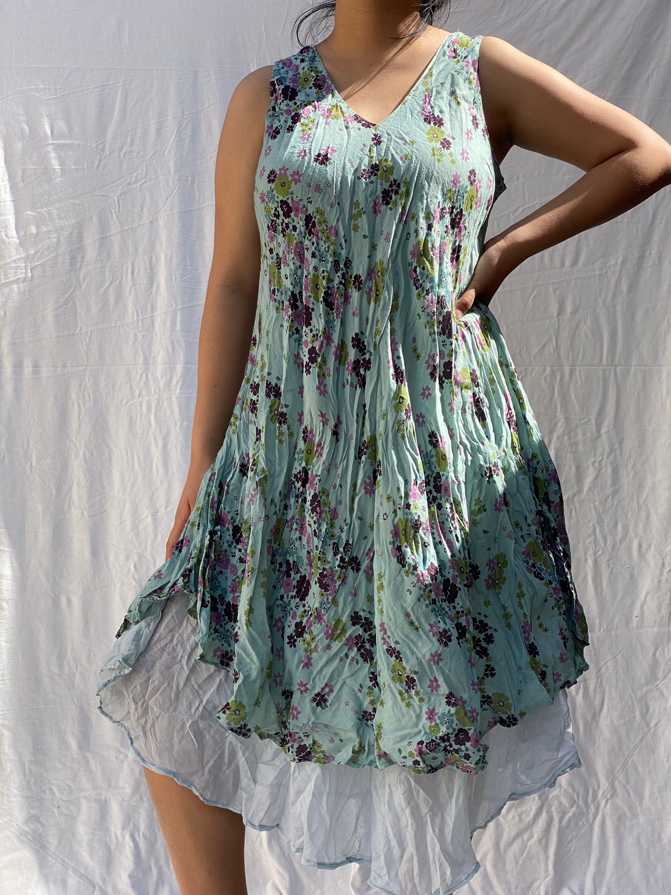 Linen Midi Dress Summer Linen Dress Double Layer Linen - Etsy