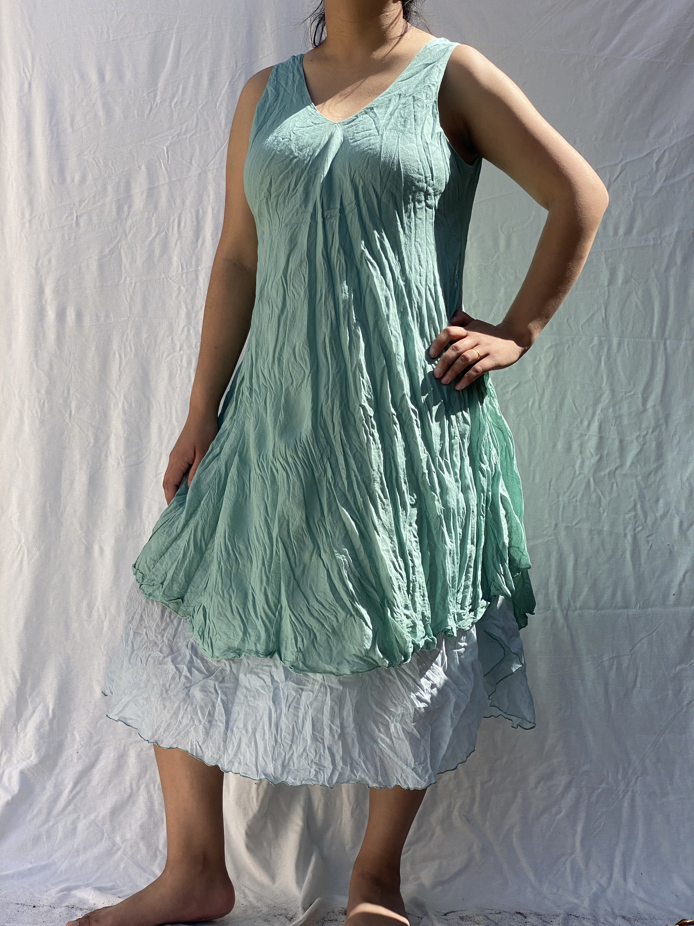 Linen Midi Dress Summer Linen Dress Double Layer Linen - Etsy