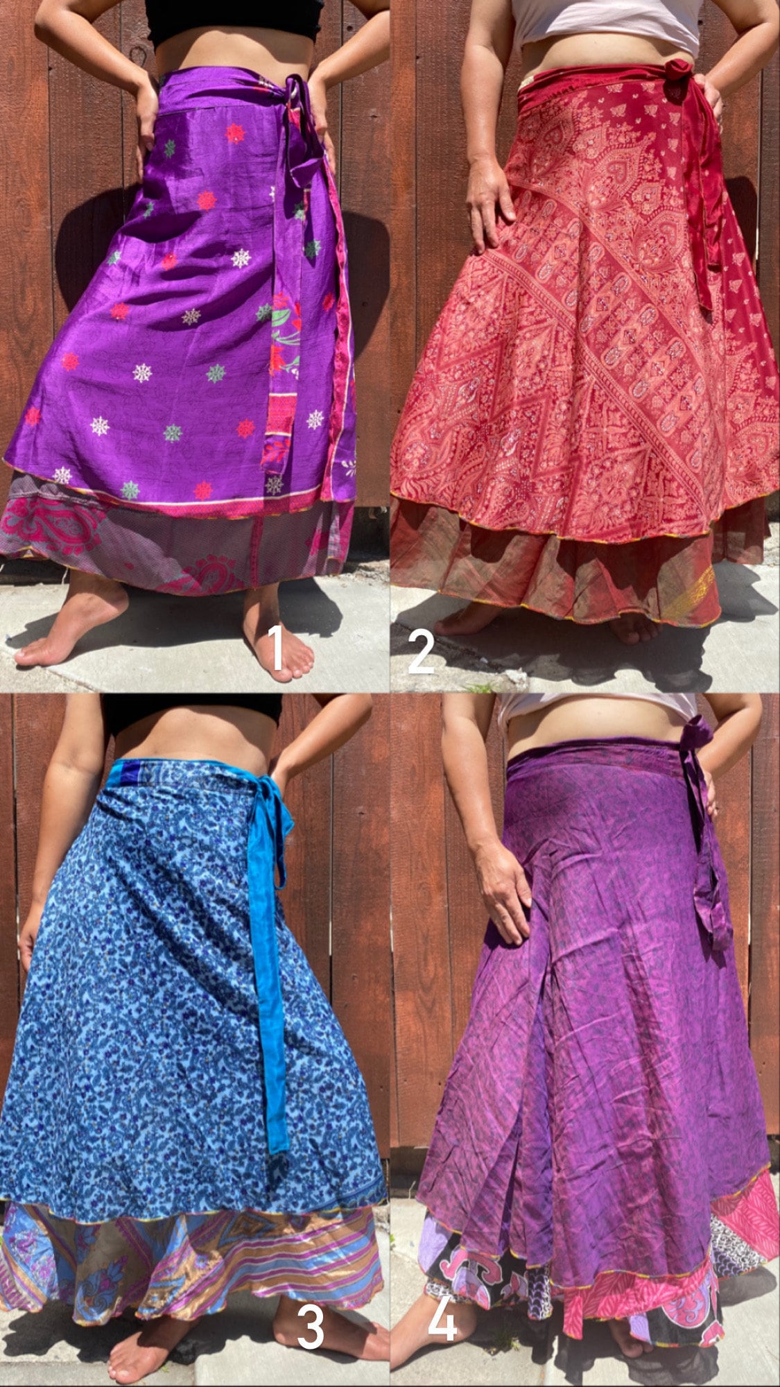 Indian Wrap Around Skirt Handmade Reversible Two Layer Fun Hippie Boho ...