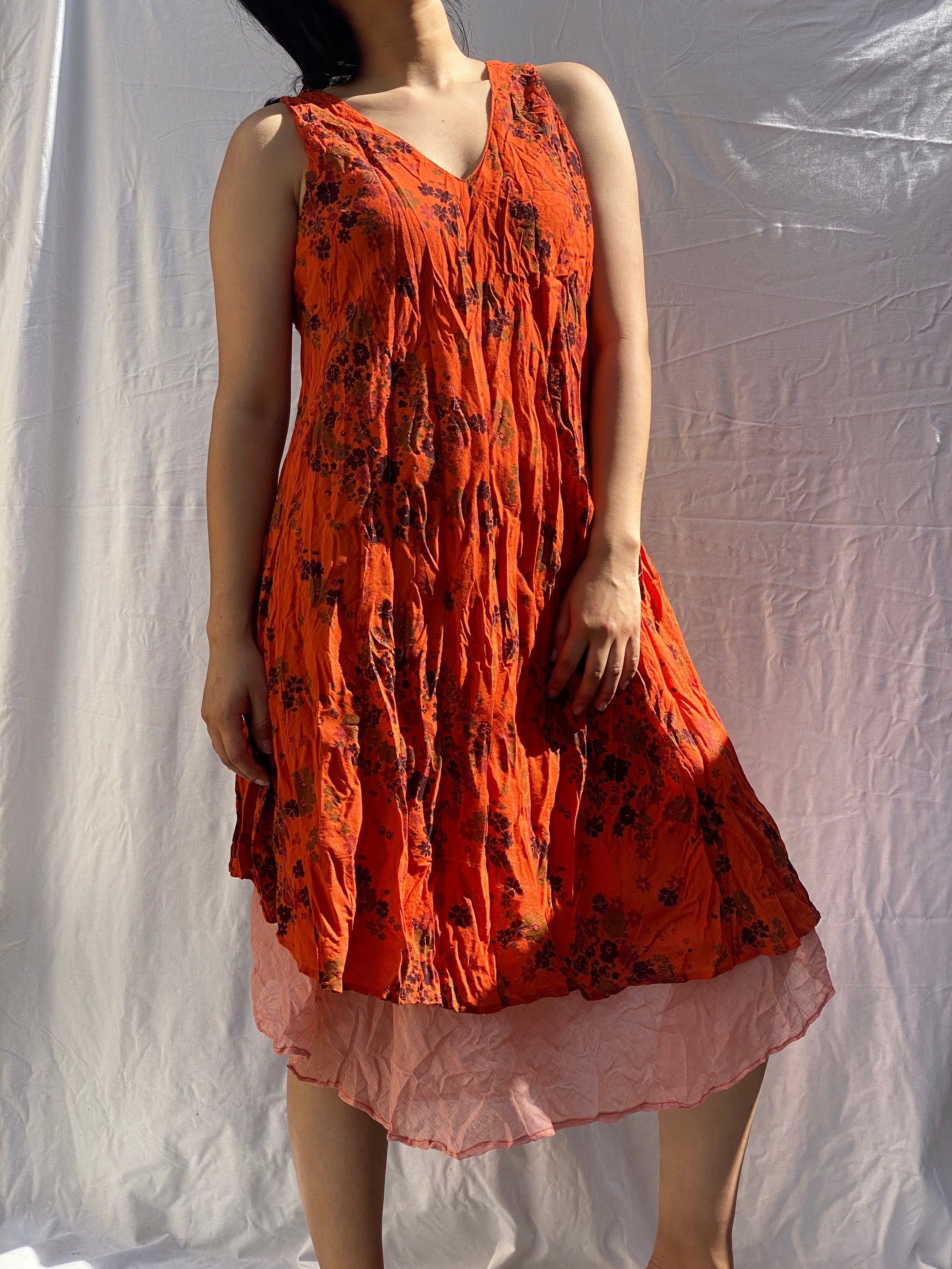 Linen Midi Dress Summer Linen Dress Double Layer Linen - Etsy