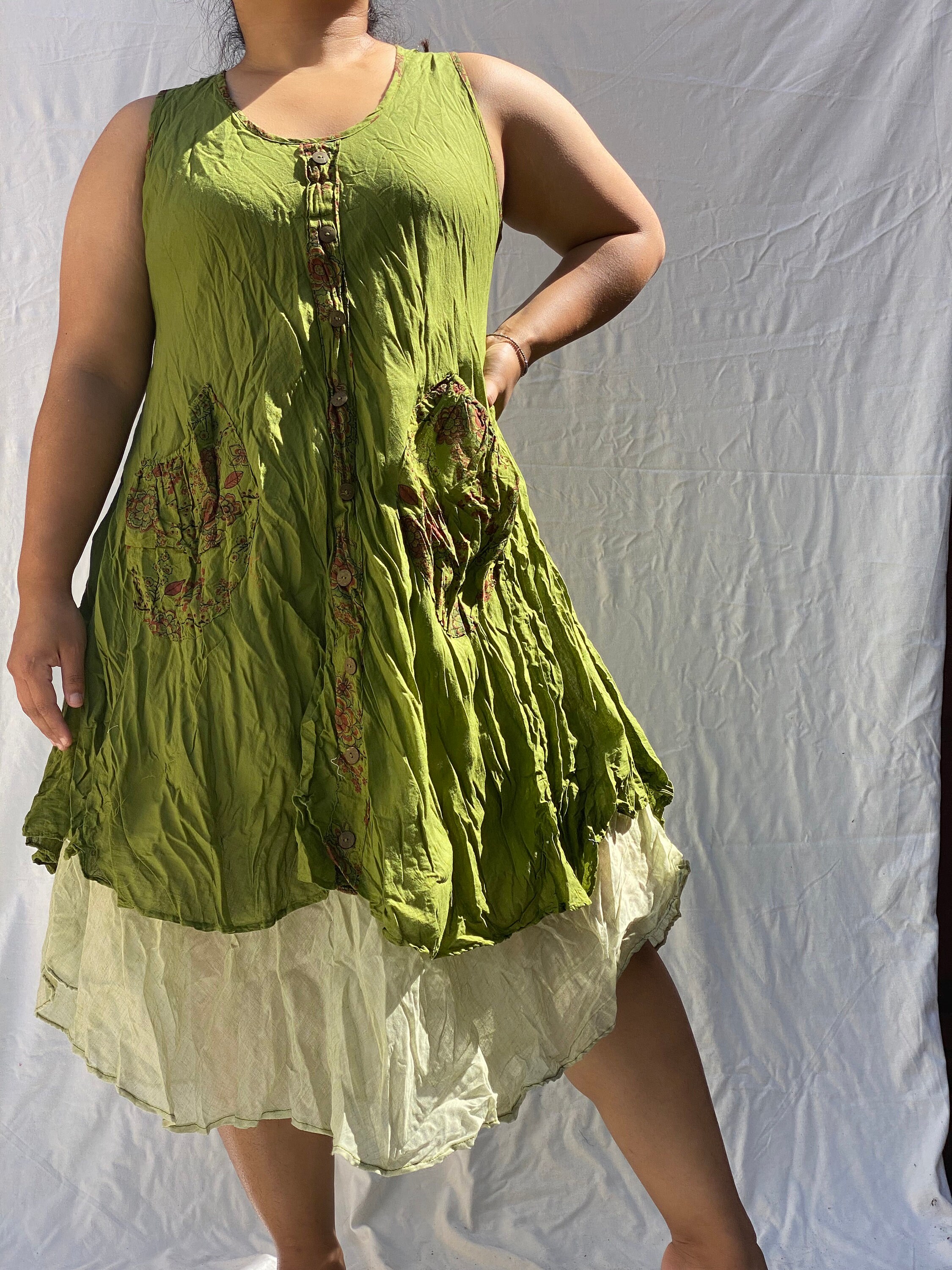 Linen Midi Dress, Summer Linen Dress, Double Layer Linen Dress, Long ...