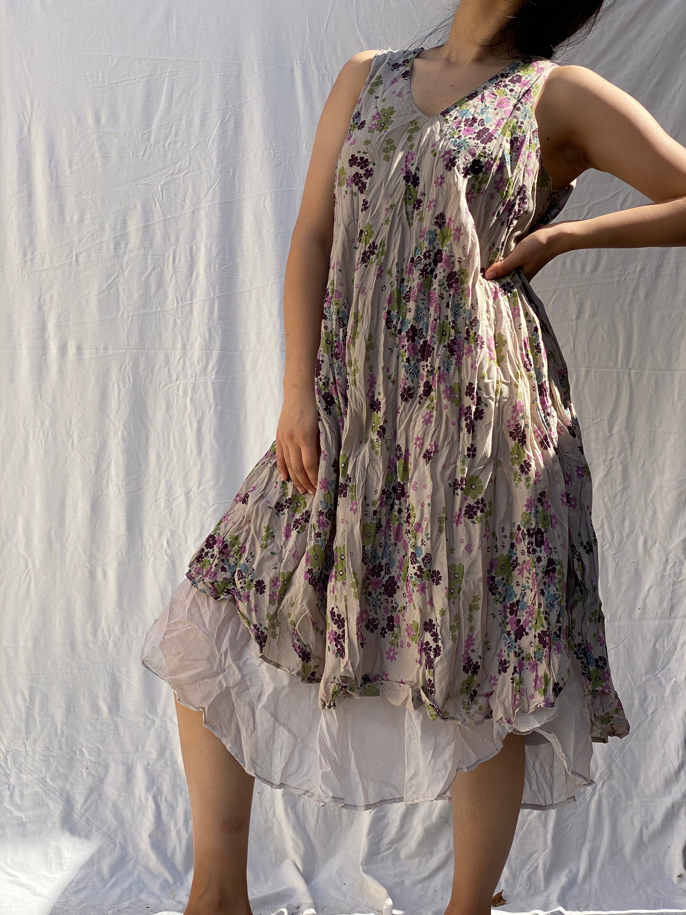 Linen Midi Dress Summer Linen Dress Double Layer Linen - Etsy