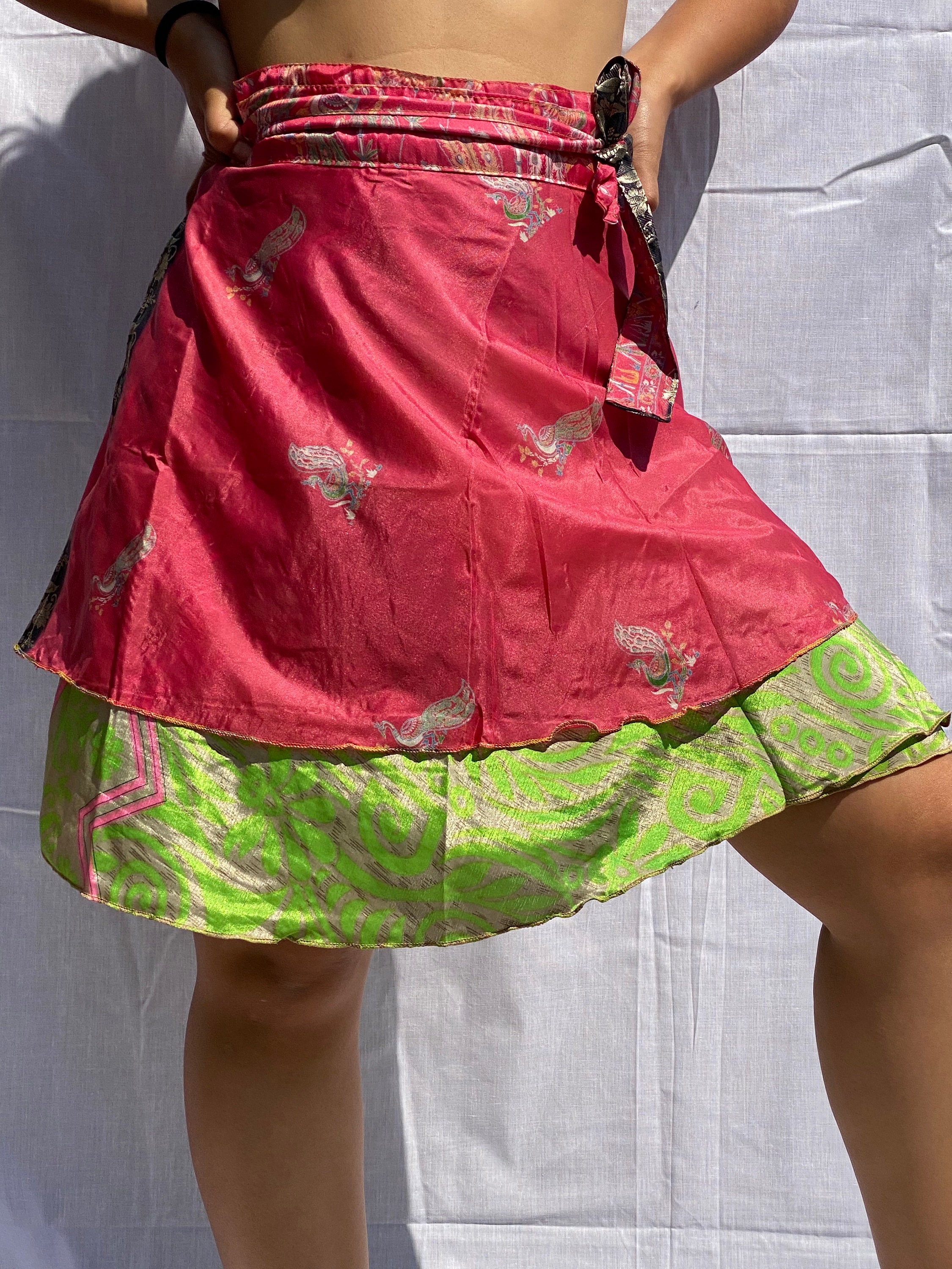 Indian Wrap Around Skirt Handmade Reversible Two Layer Fun Hippie Boho ...