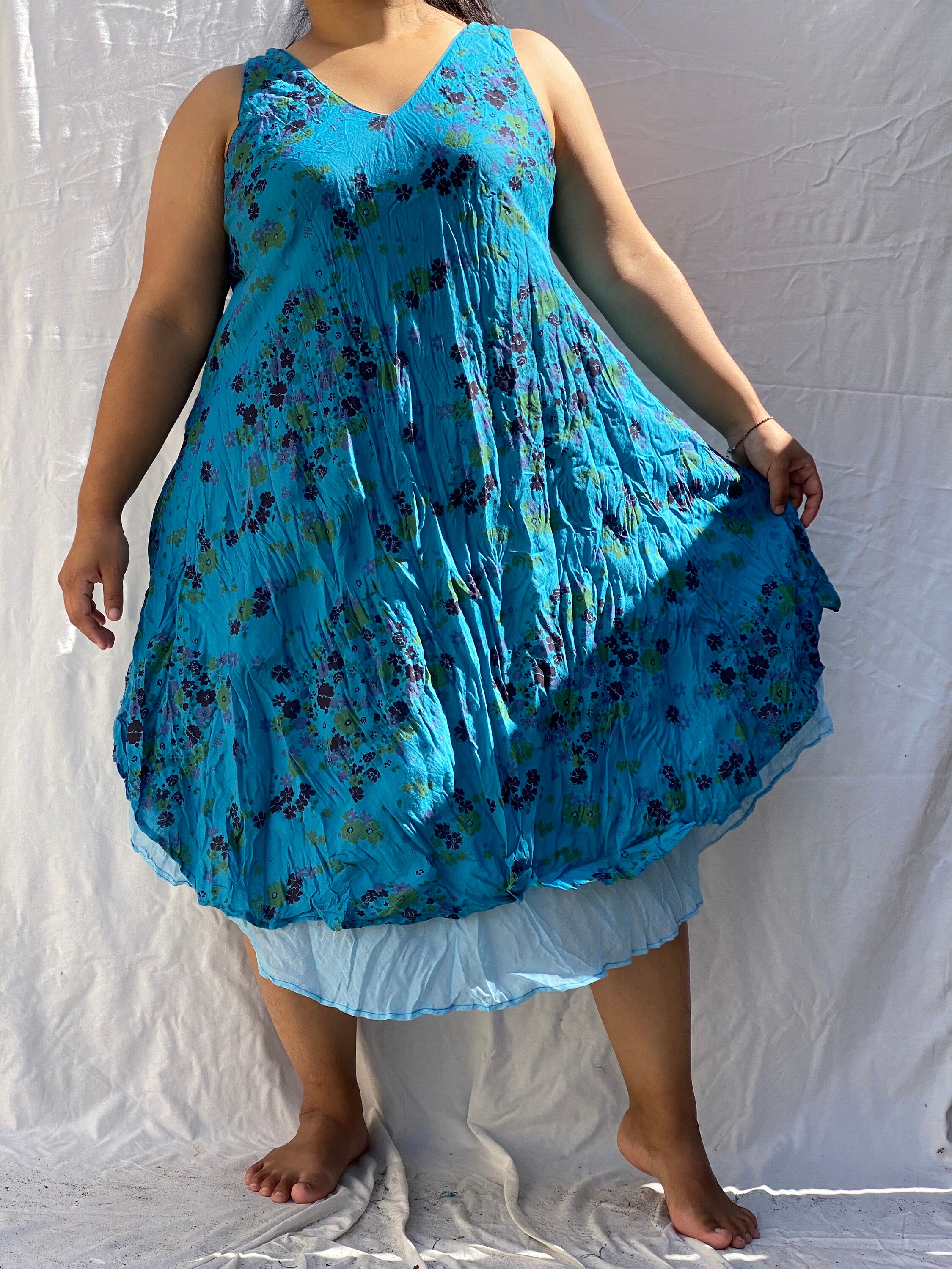 Linen Midi Dress Summer Linen Dress Double Layer Linen - Etsy