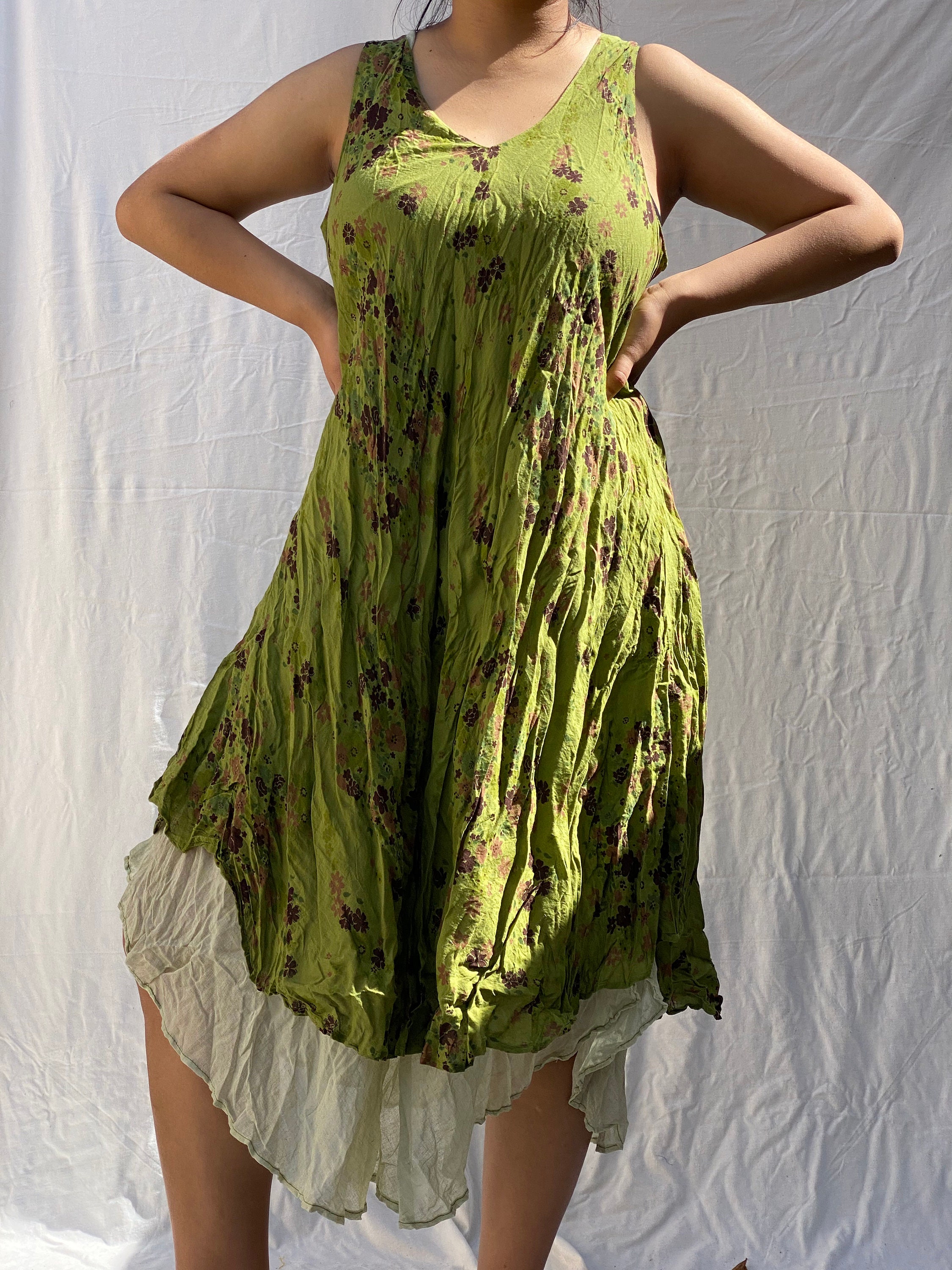 Linen Midi Dress Summer Linen Dress Double Layer Linen - Etsy