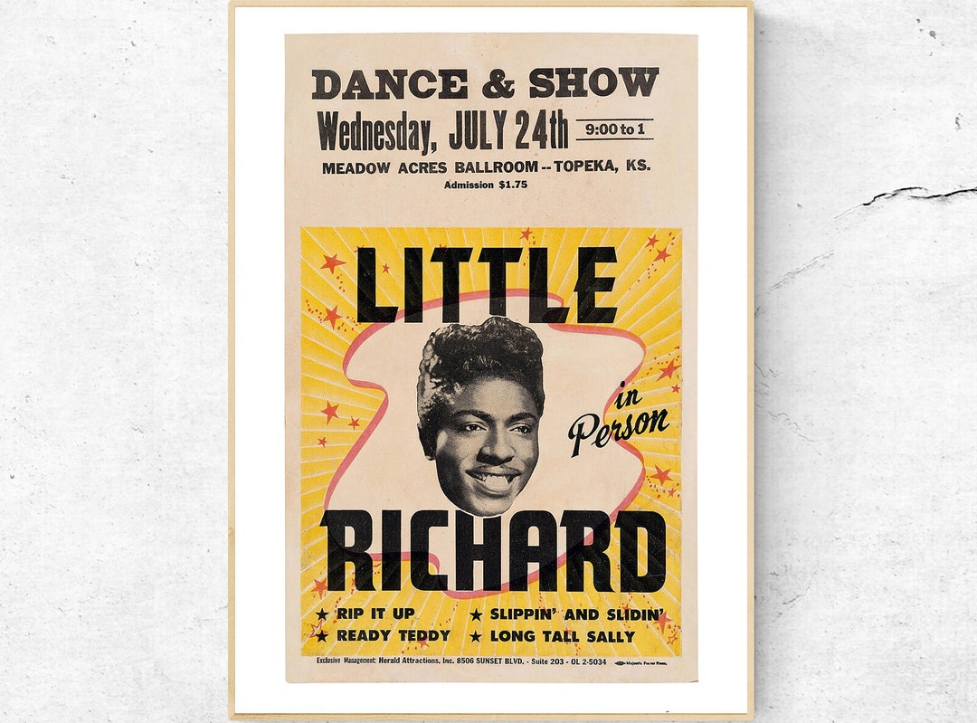Little Richard 1950s Rock N Roll Concert Poster, Hand Made Digital ...