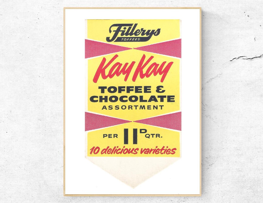 Graphic 60s Toffee and Chocolate Confectionary Display Card Poster ...