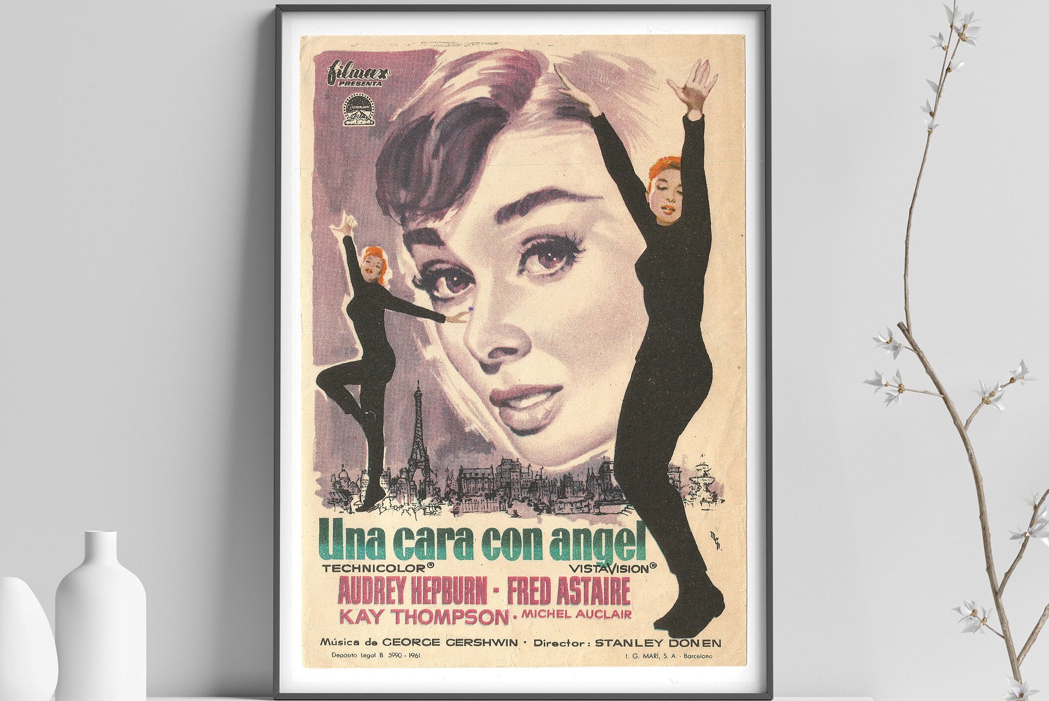 Audrey Hepburn's 'funny Face' Spanish 1950s Movie Poster, Hand Made ...