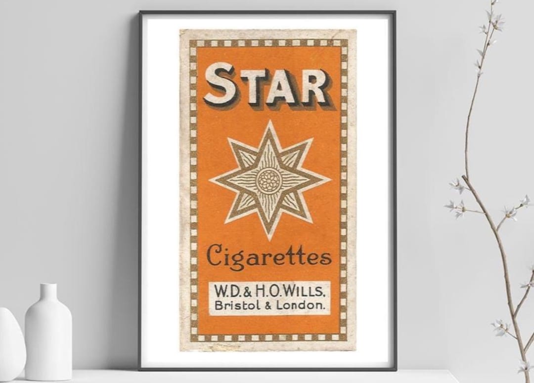 Vintage STAR Cigarette Packet, Digital Art Print, Wall and Home Decor ...
