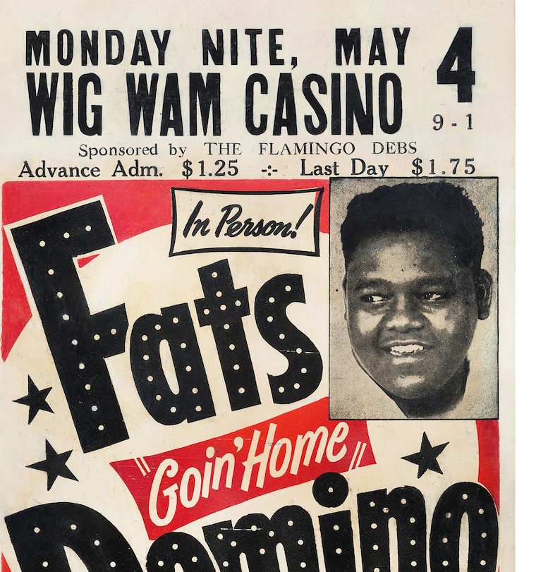 Classic 50s Design Music Poster Featuring Fats Domino in Concert, Hand ...