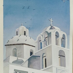 Greek Church ORIGINAL Watercolor Painting - Etsy