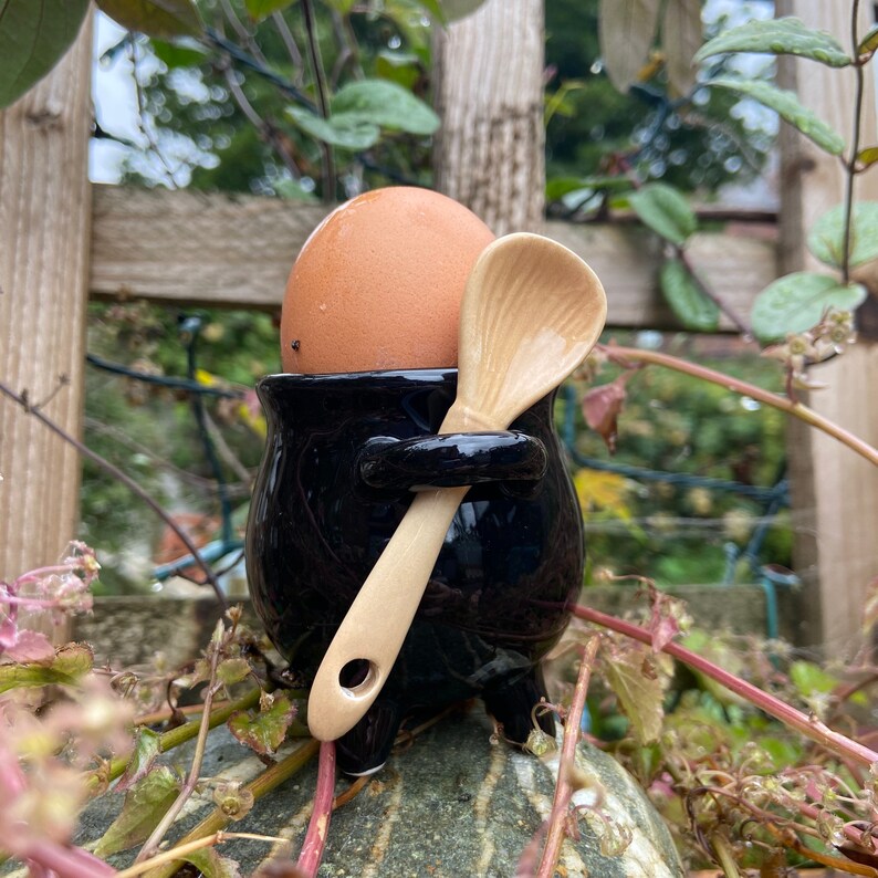 Witches Cauldron Egg Cup and Broom Spoon - Etsy