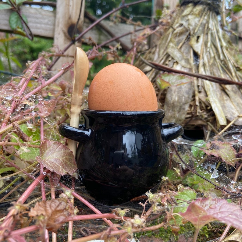 Witches Cauldron Egg Cup and Broom Spoon - Etsy