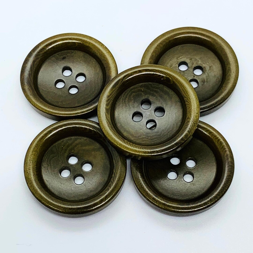 Corozo, Round, Khaki Buttons, Coat Button, Sweater Buttons, 4 Holes, 25 ...