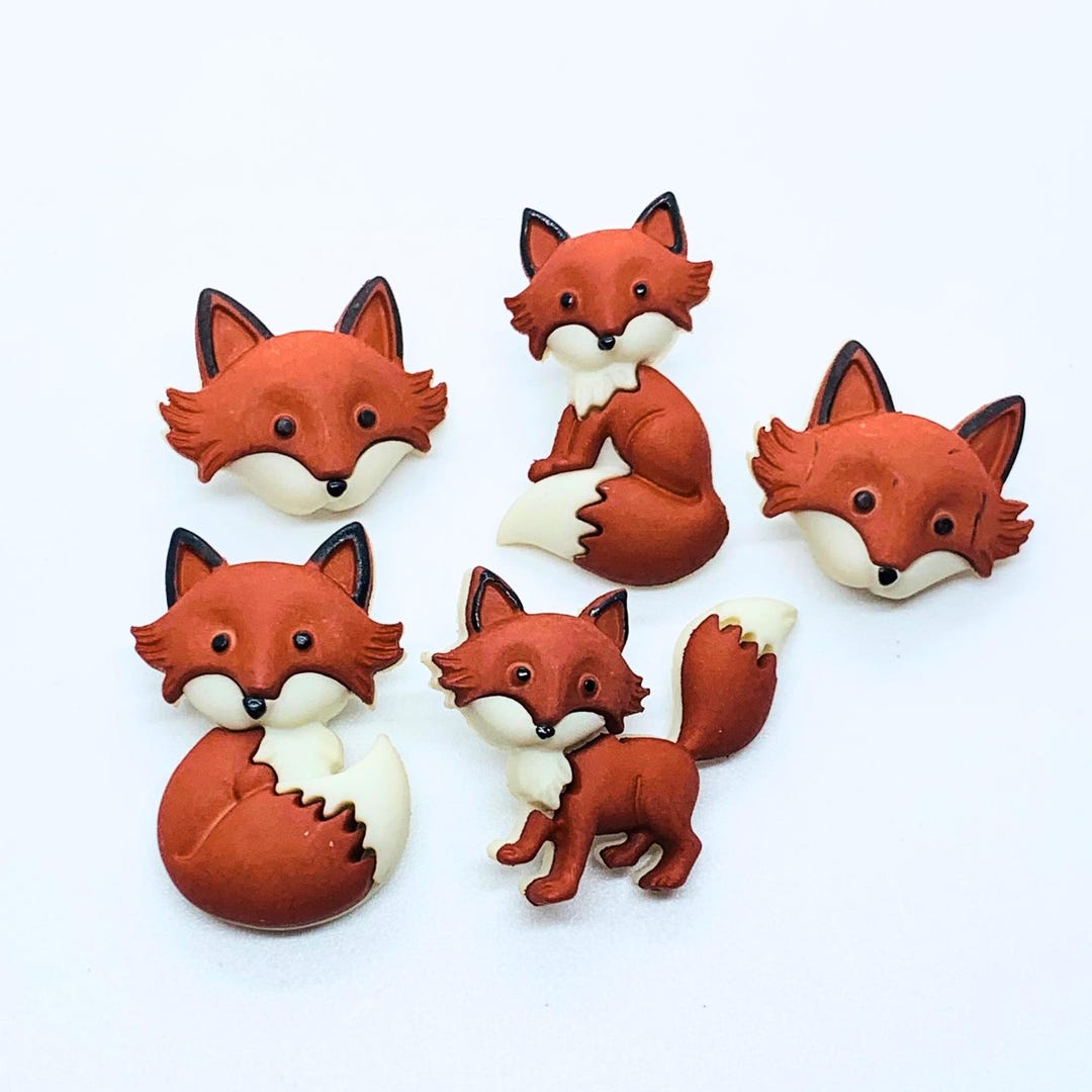 Red Fox Buttons, Animal Buttons, Children's Buttons, Fox Buttons - Etsy