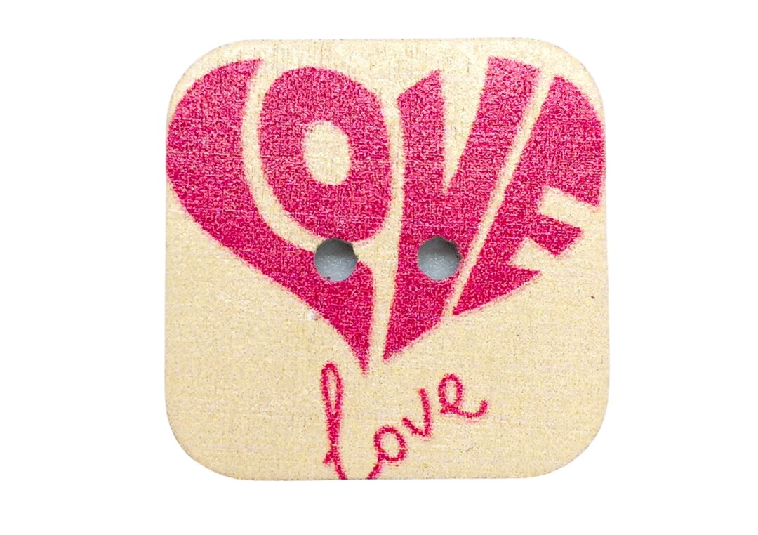 Love Buttons Wooden Square Buttons 2 Holes for Sewing - Etsy