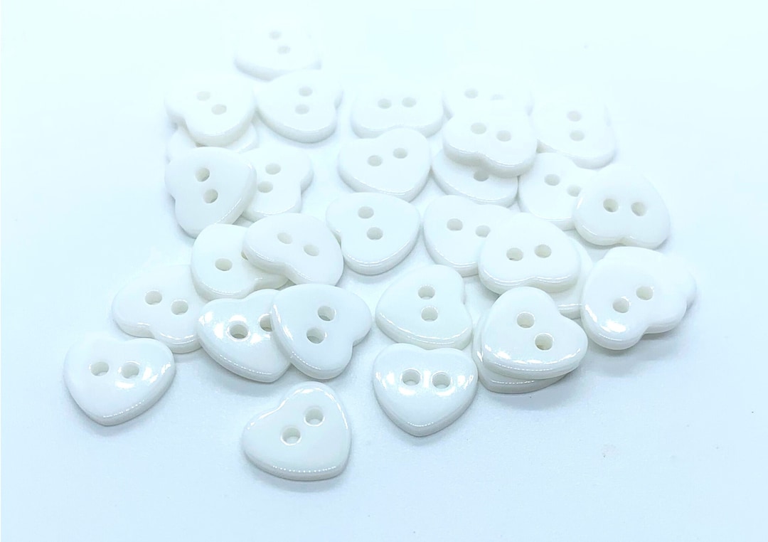 Tiny White, Heart, Buttons, Sewing Button, Craft Buttons, 2 Holes, 10mm ...