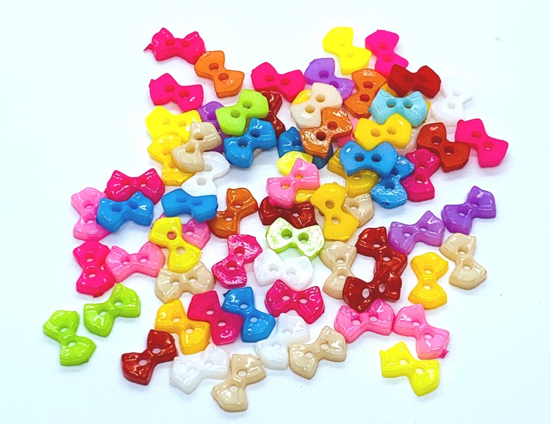 Bow Buttons, Tiny Bows, 2 Hole Buttons, Mini Button, Tiny Button, Gift ...