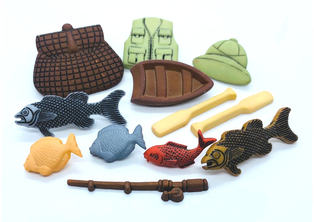Fishing Buttons, Shank Style, Hobby Buttons, Sport Buttons, Gone ...