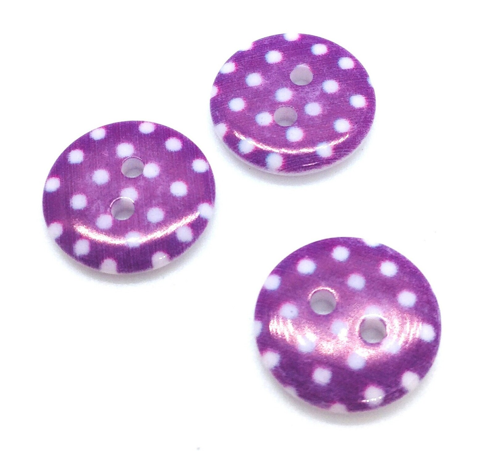 Resin Round Purple Polka Dot Buttons. Listing is for 10 - Etsy
