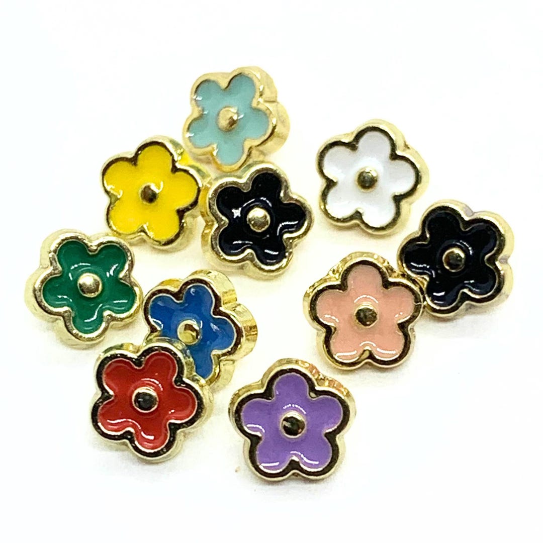 Mini Flower Button, Metal Mini Flowers, Mixed Colors, 6mm, Craft Button ...