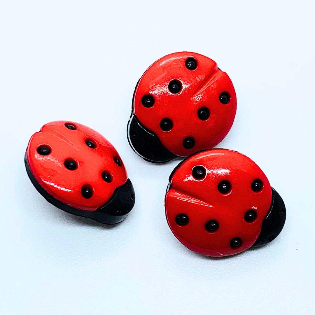 Ladybug Buttons, Resin, Shank Style, Red and Black Button, Baby Sweater ...