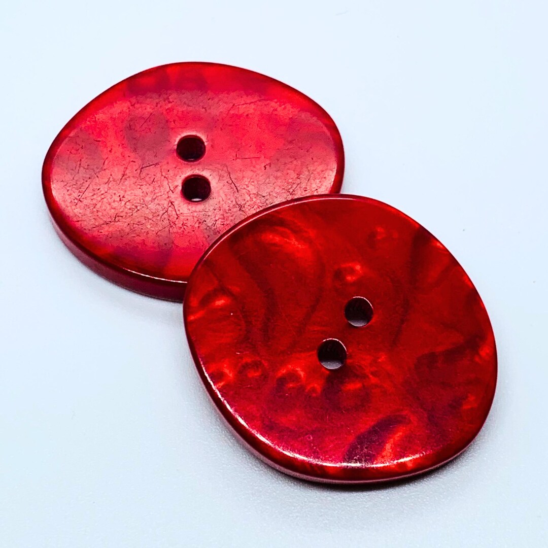Red, Chunky Button, Red Marbled Button, Resin Button, Sewing Button ...