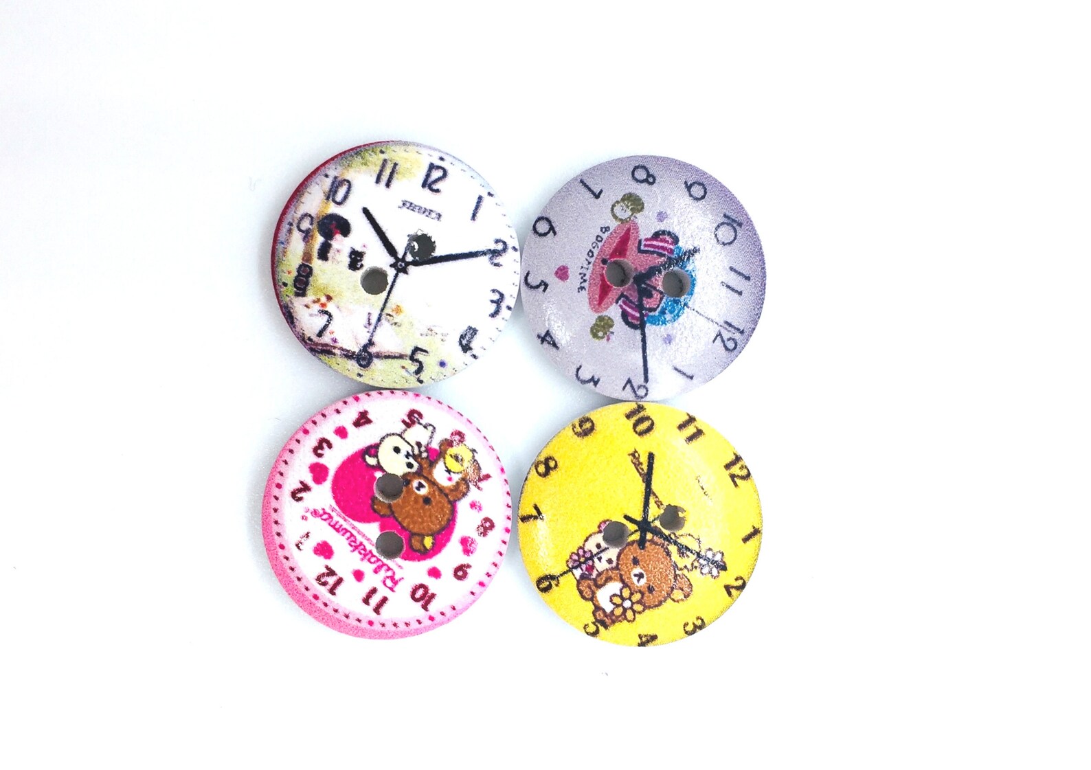 Clock Buttons Round Wooden Button Multicolored 2 Holes - Etsy