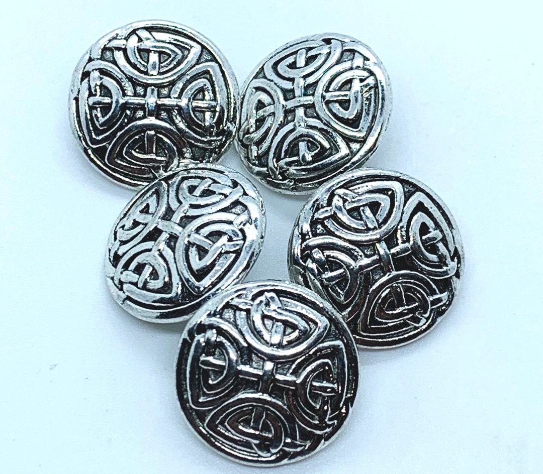 Round, Metal Button, Zinc Based Alloy, Shank Button, Antique Silver ...
