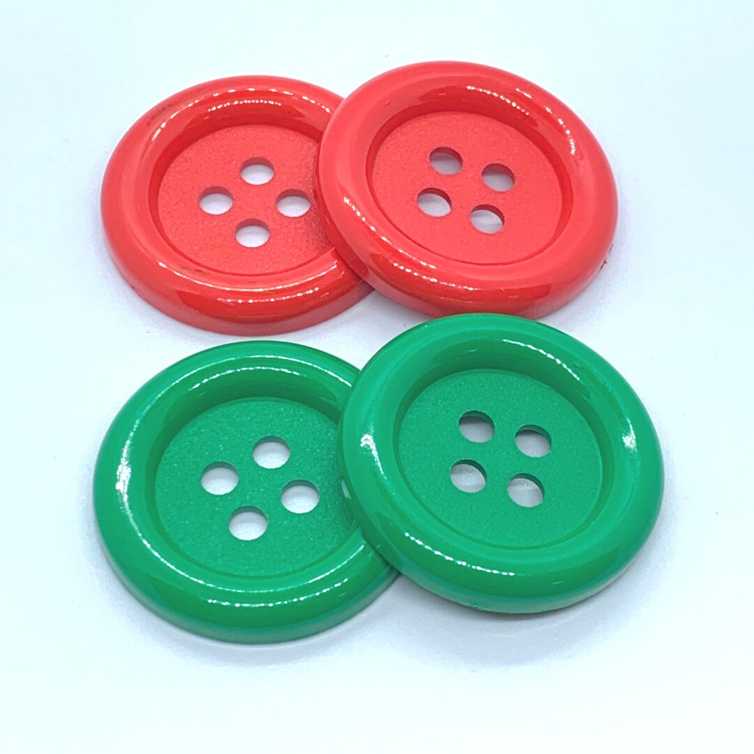 Christmas Button, Oversize Button, Large Button, 4 Hole Button, Red ...