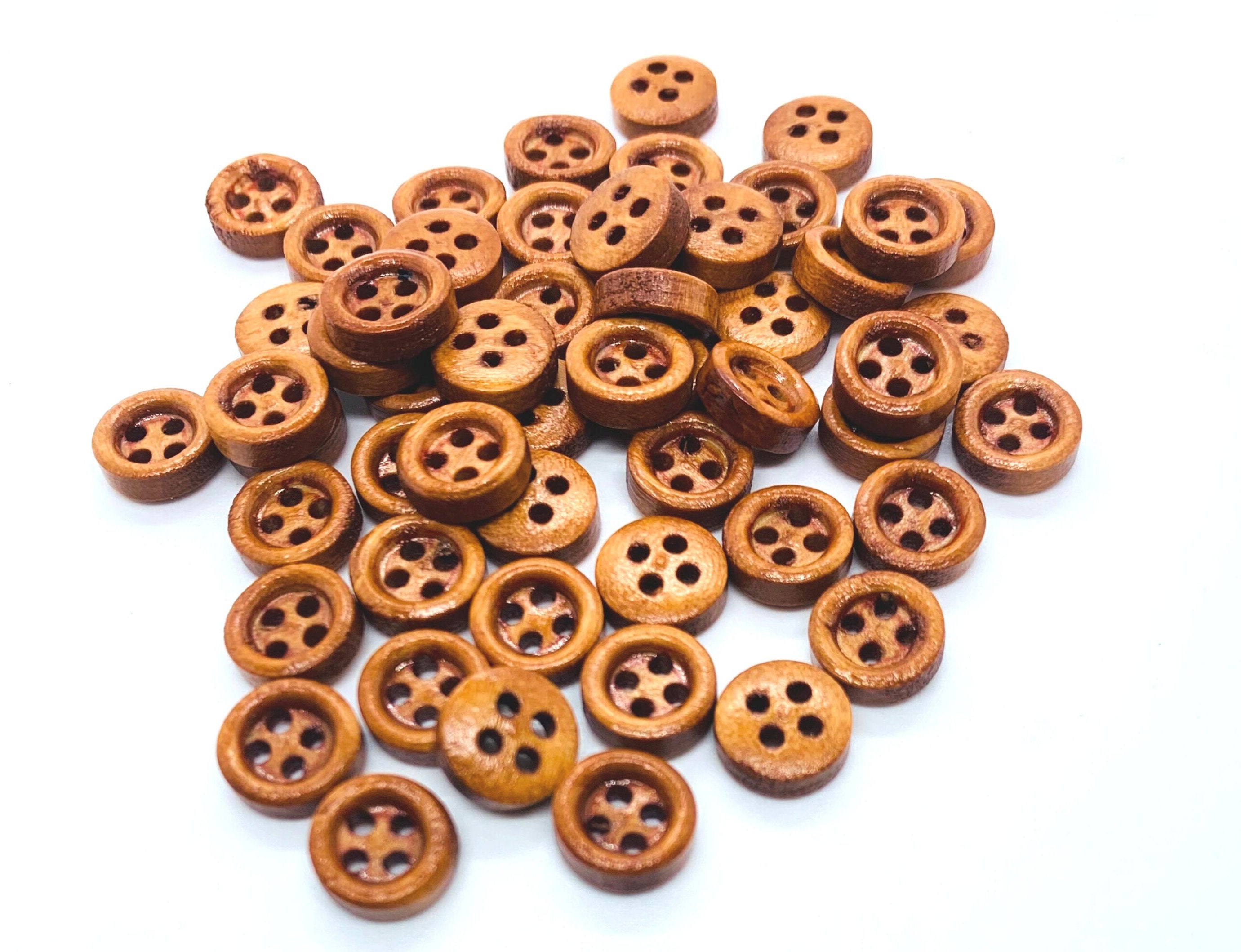 Tiny Round Mini Brown Wooden Buttons Craft Buttons Doll - Etsy