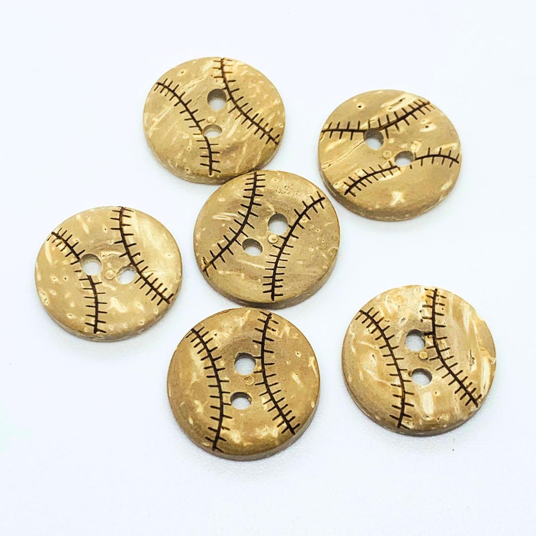 Baseball Buttons, Round Baseball Button, Coconut Shell Button, Beige ...