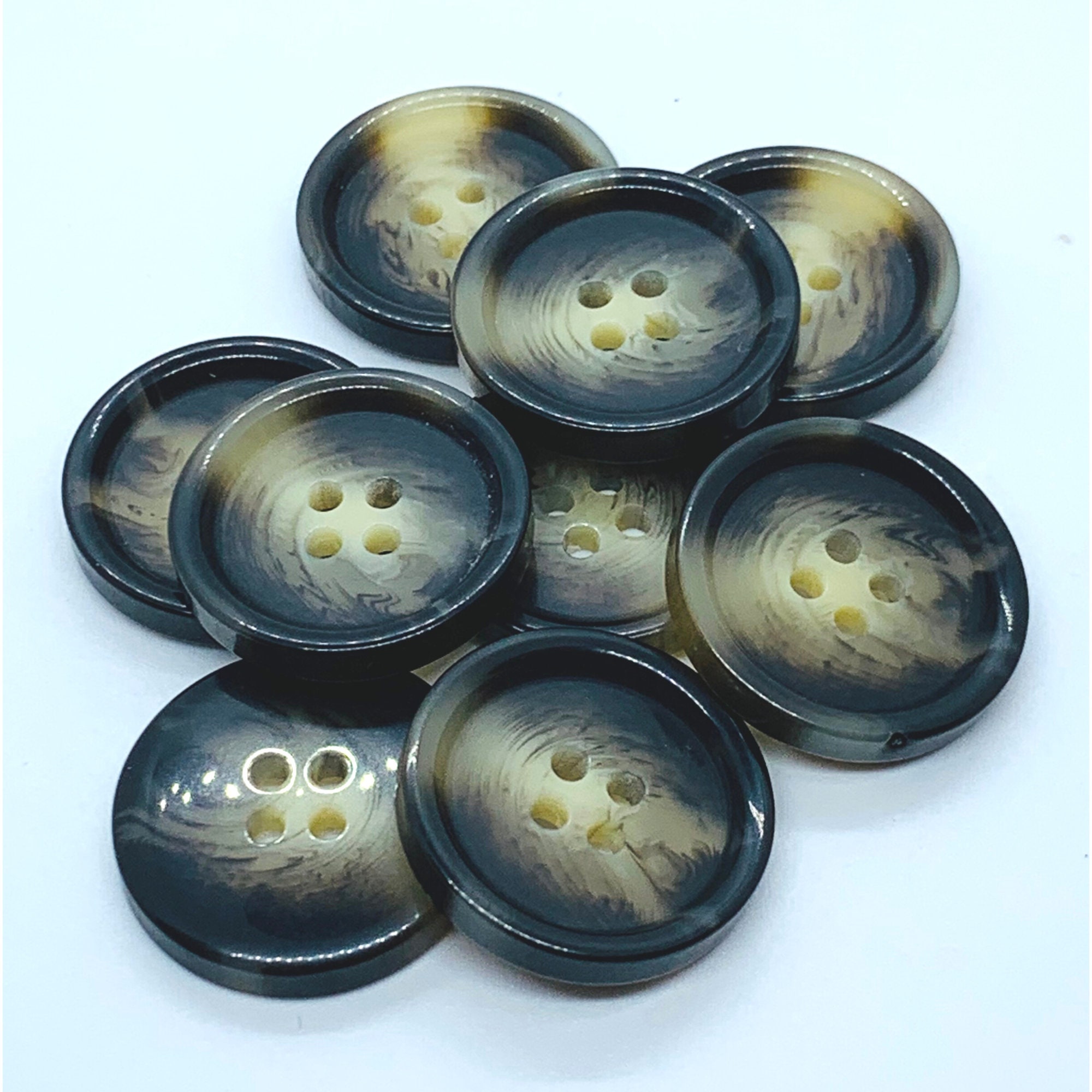 Variegated Black and Beige Button Round Button 4 Hole - Etsy
