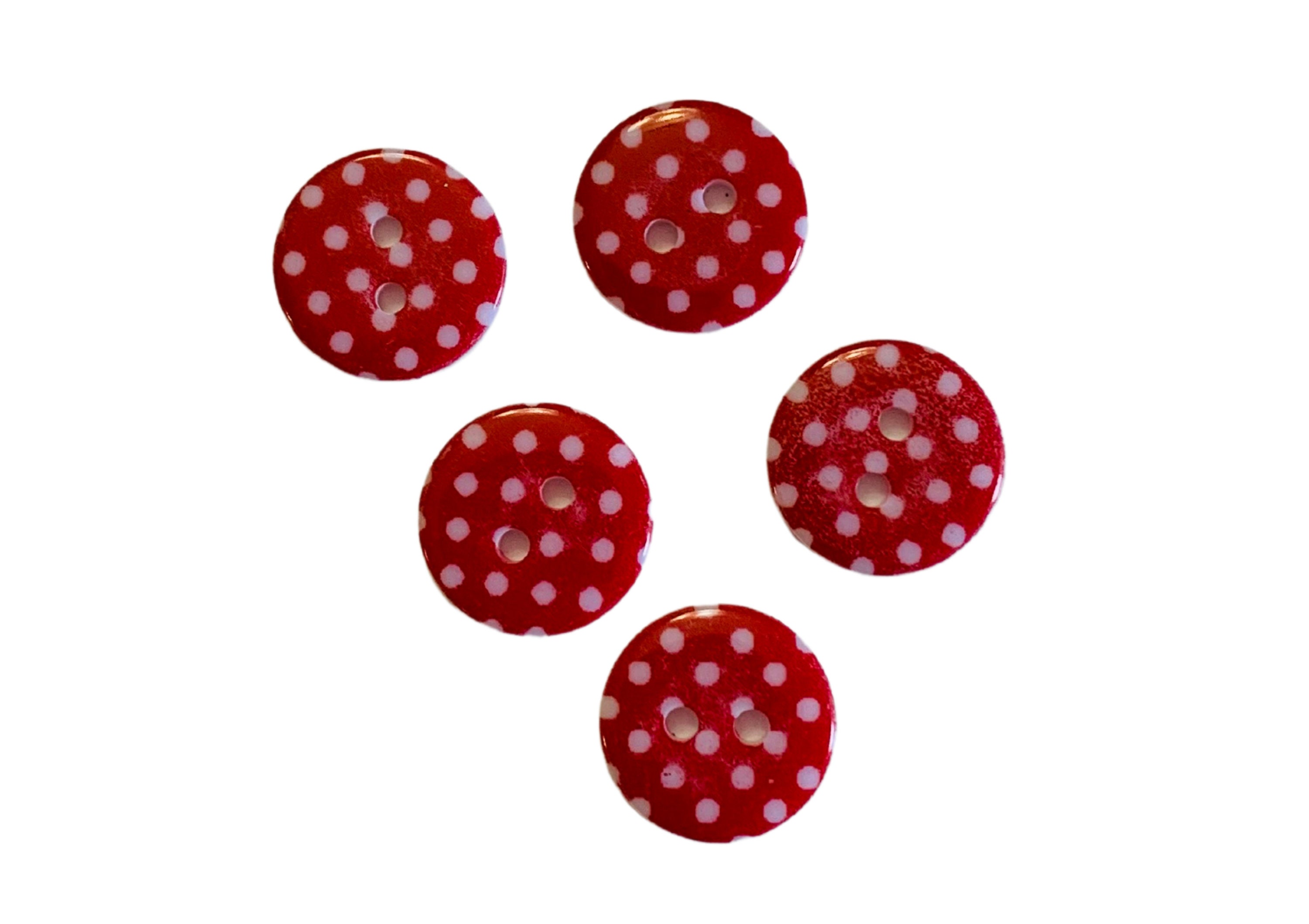 Red White Buttons Etsy