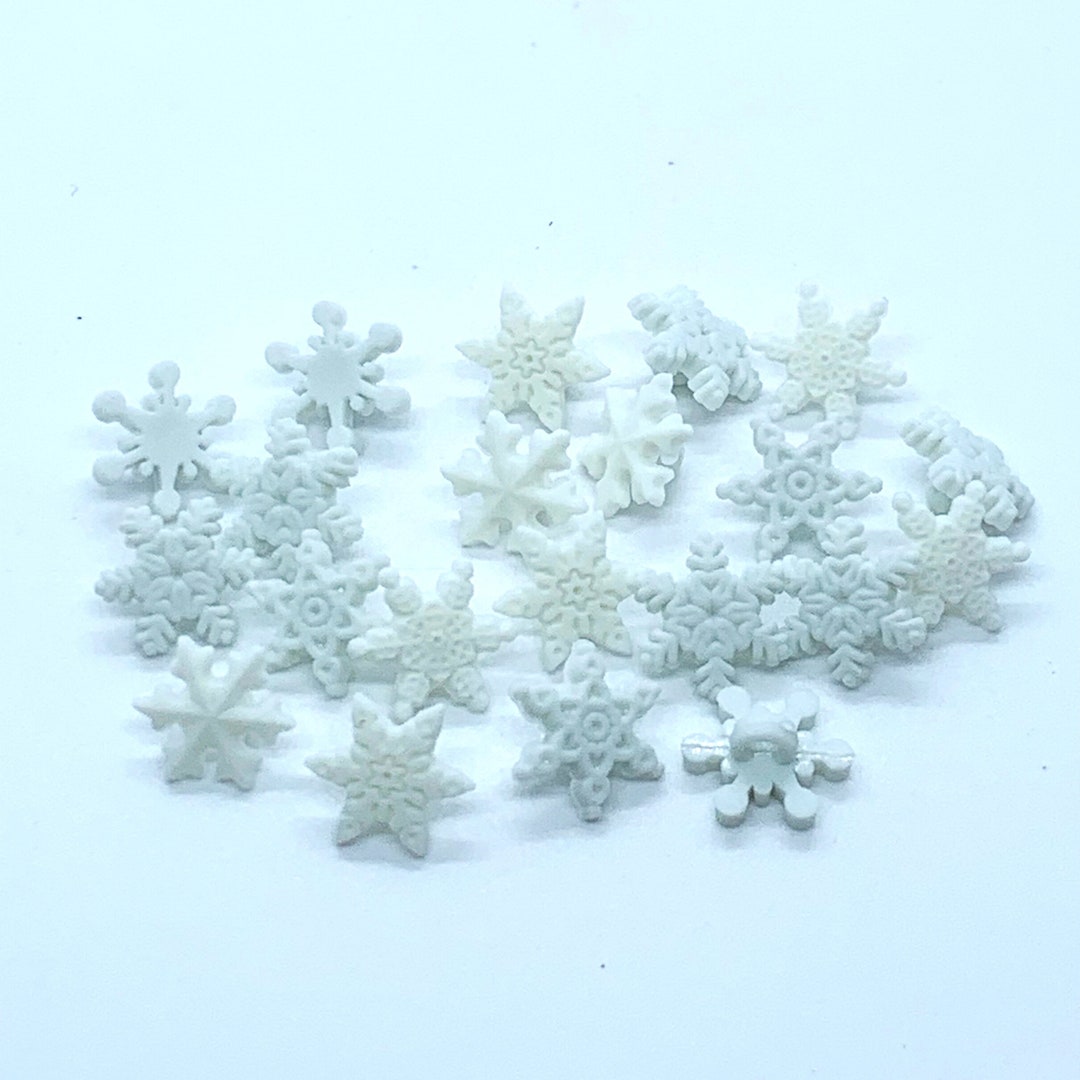 Snowflake, Mini Snowflakes, White Snowflake Button, Winter Button ...