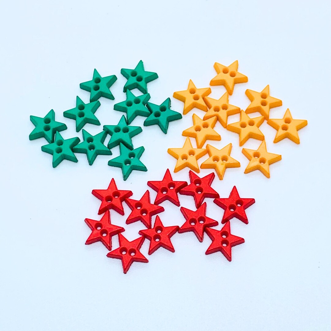 Star Button, Red Star Button. 2 Holes for Sewing, Gift for Sewer, Gift ...