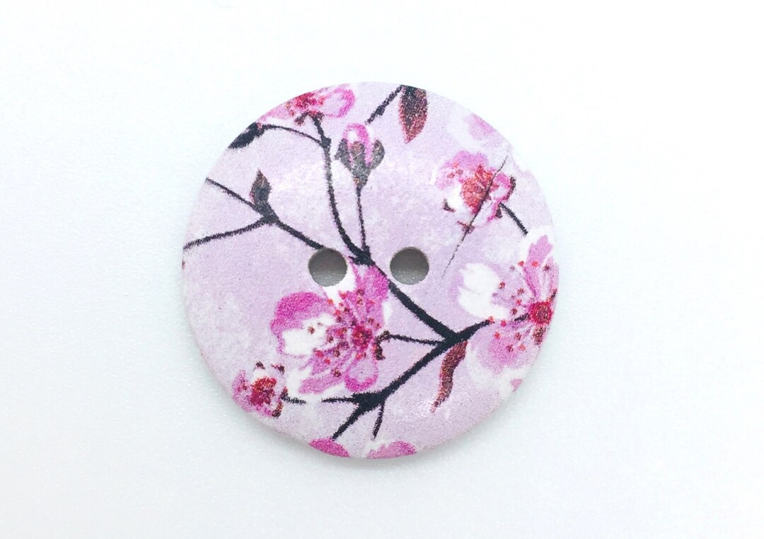 Cherry Blossom Button,wooden Button,sewing Button,craft Buttons,2 Hole ...
