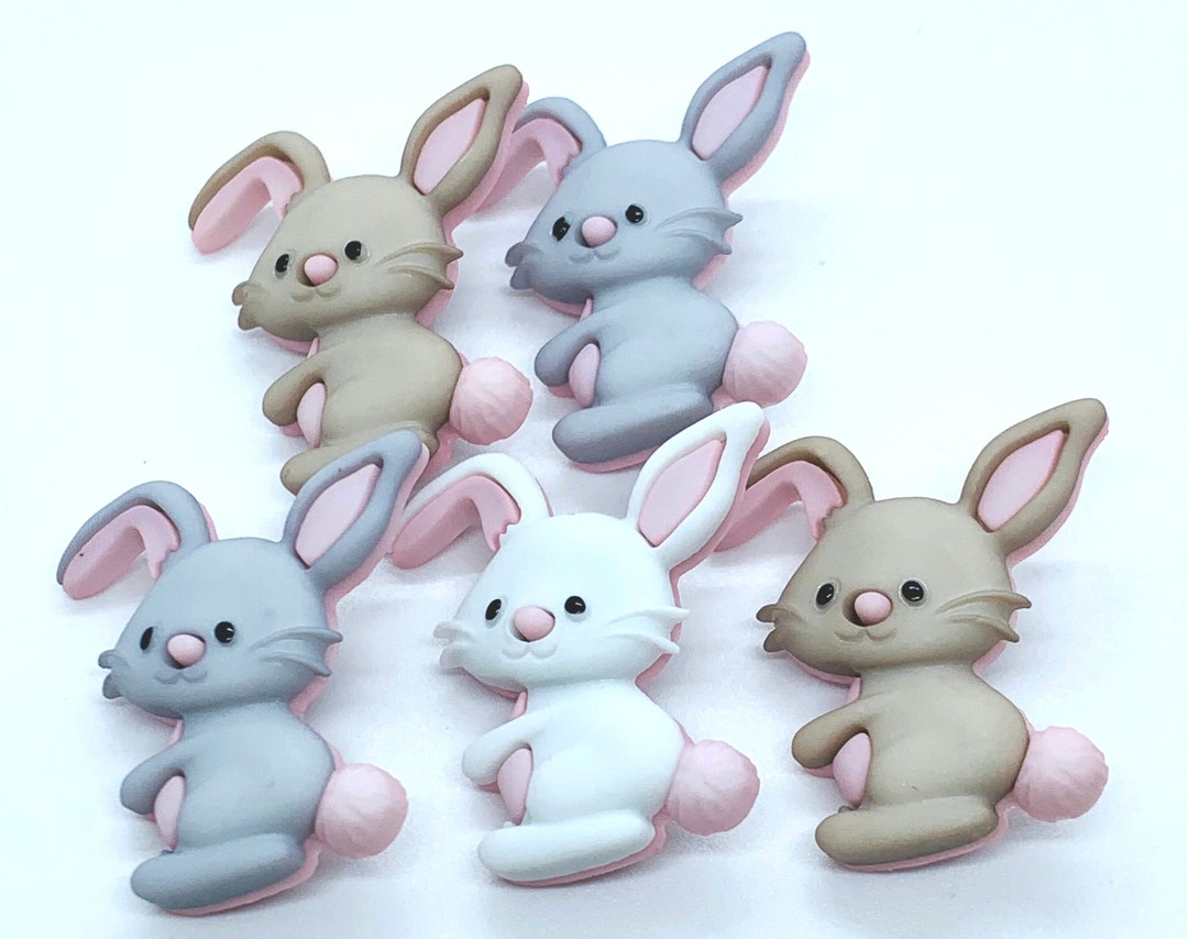 Easter Bunny Shank Buttons: Gray, Tan, White (set of 5) - Etsy