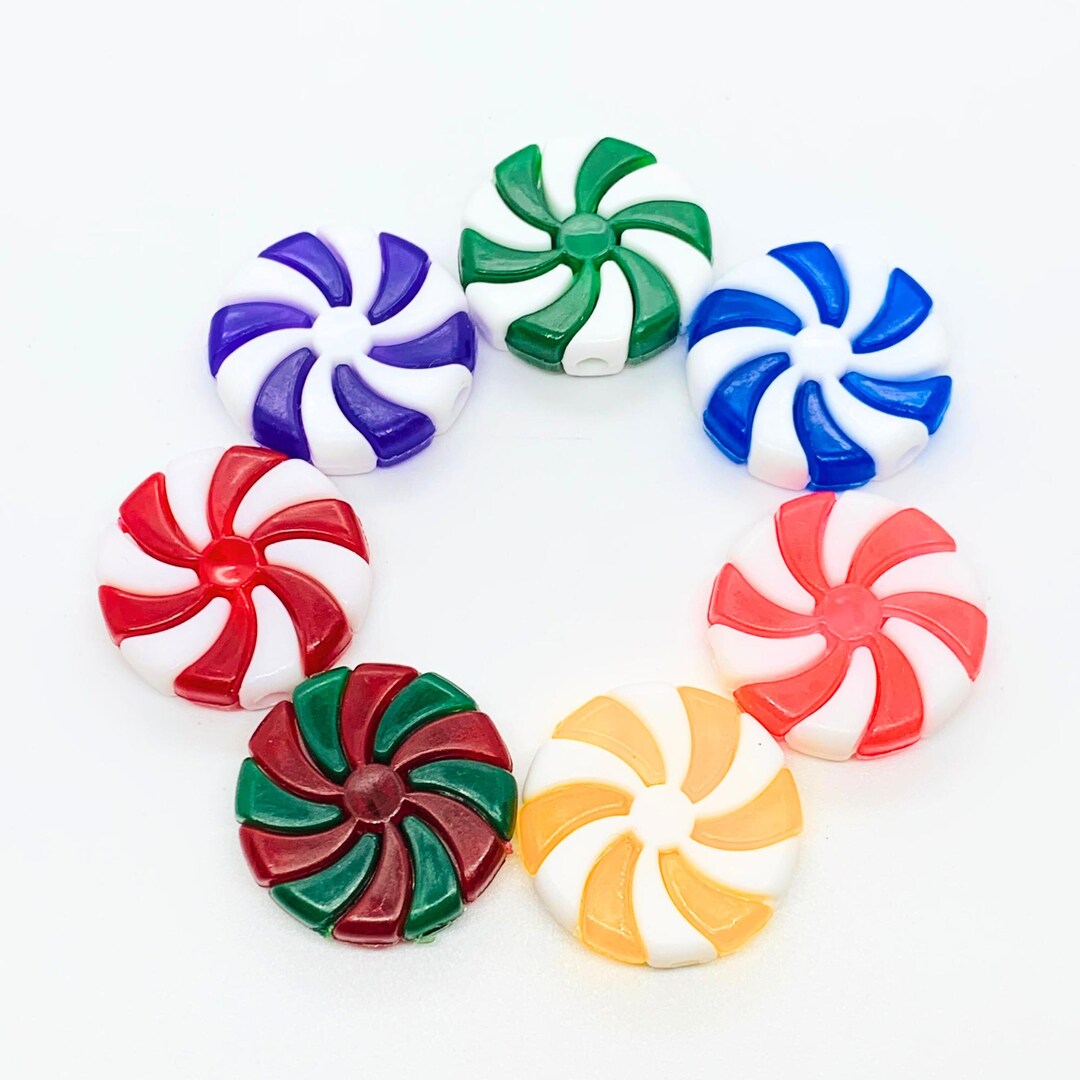 Acrylic Painted Peppermint Candy Buttons, Candy Buttons, Christmas ...