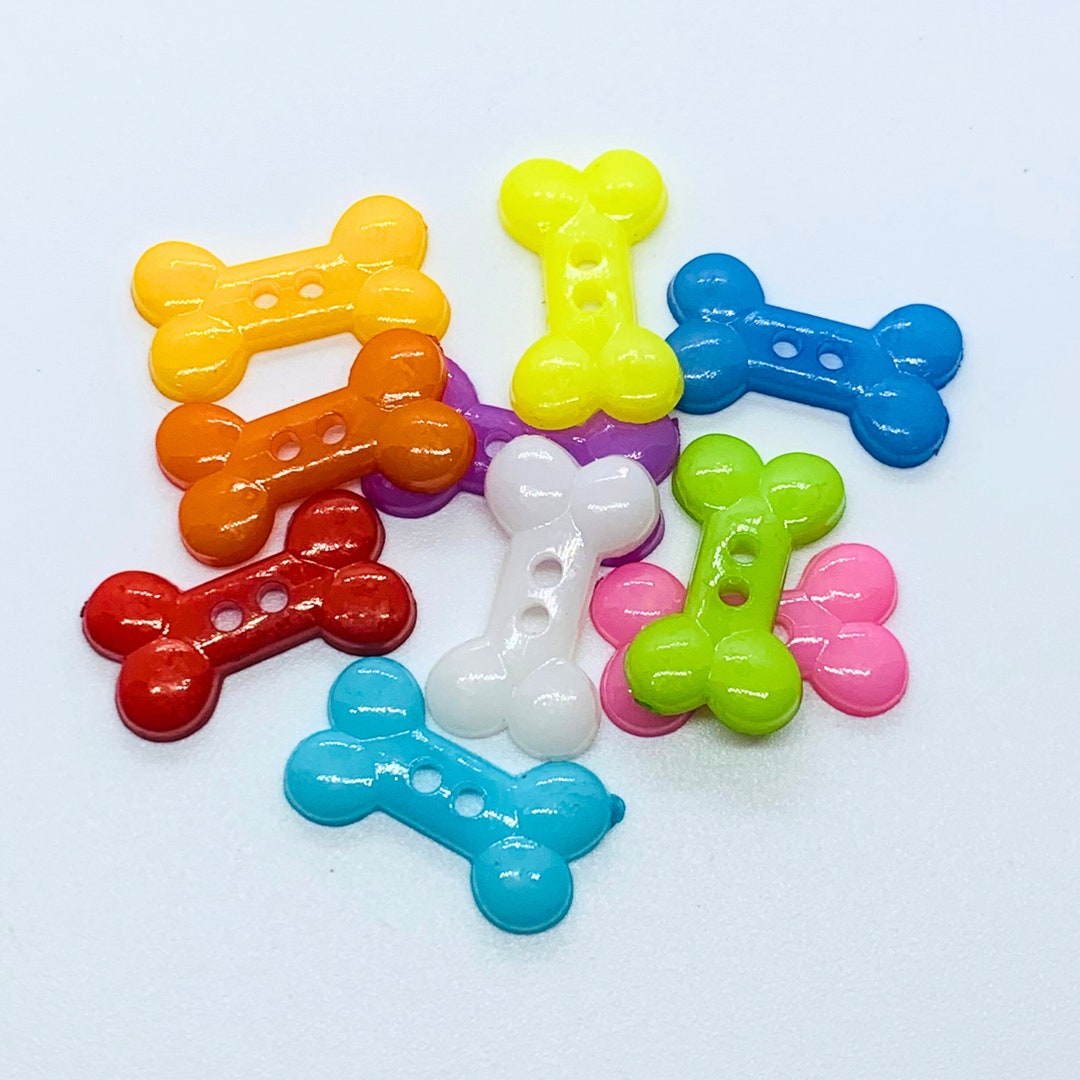 Dog Buttons, Bone Buttons, Colored Dog Bones, Pet Buttons, Plastic Dog ...