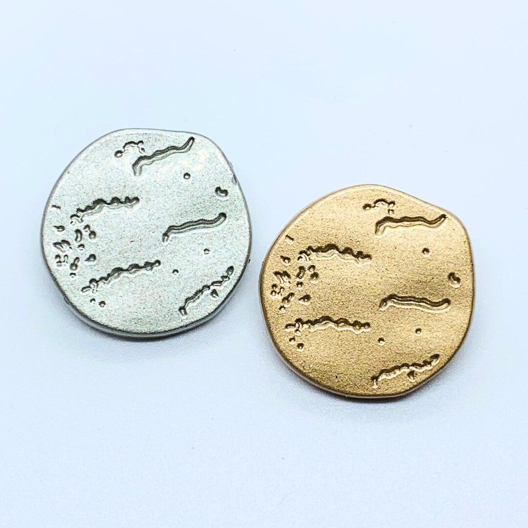 Hammered, Metal Button, Shank Button, Irregular Shape, Pewter Color ...