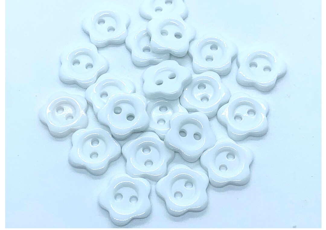 Small, White, Flower Buttons, Sewing Button, Craft Buttons, 2 Holes ...