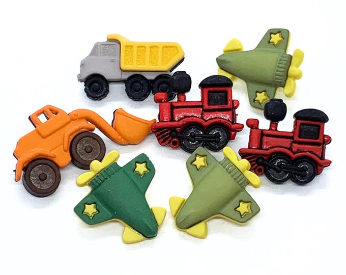 Transportation Buttons, Dump Truck Button, Airplane Button, Train ...