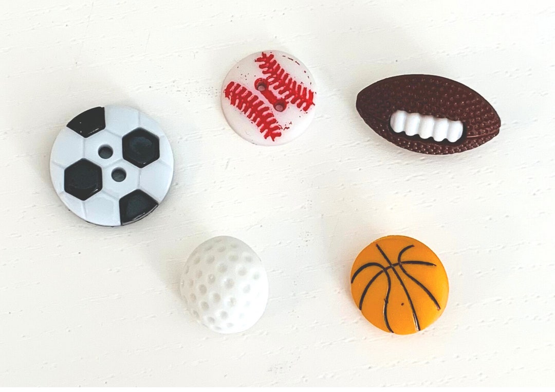 Sports Buttons, Baseball, Football, Soccer, Golf Ball, Basketball ...