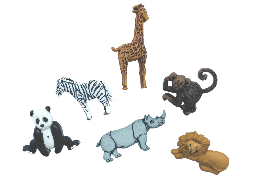 Animal Buttons, Zoo Animals, Panda Button, Lion, Giraffe, Zebra, Monkey ...