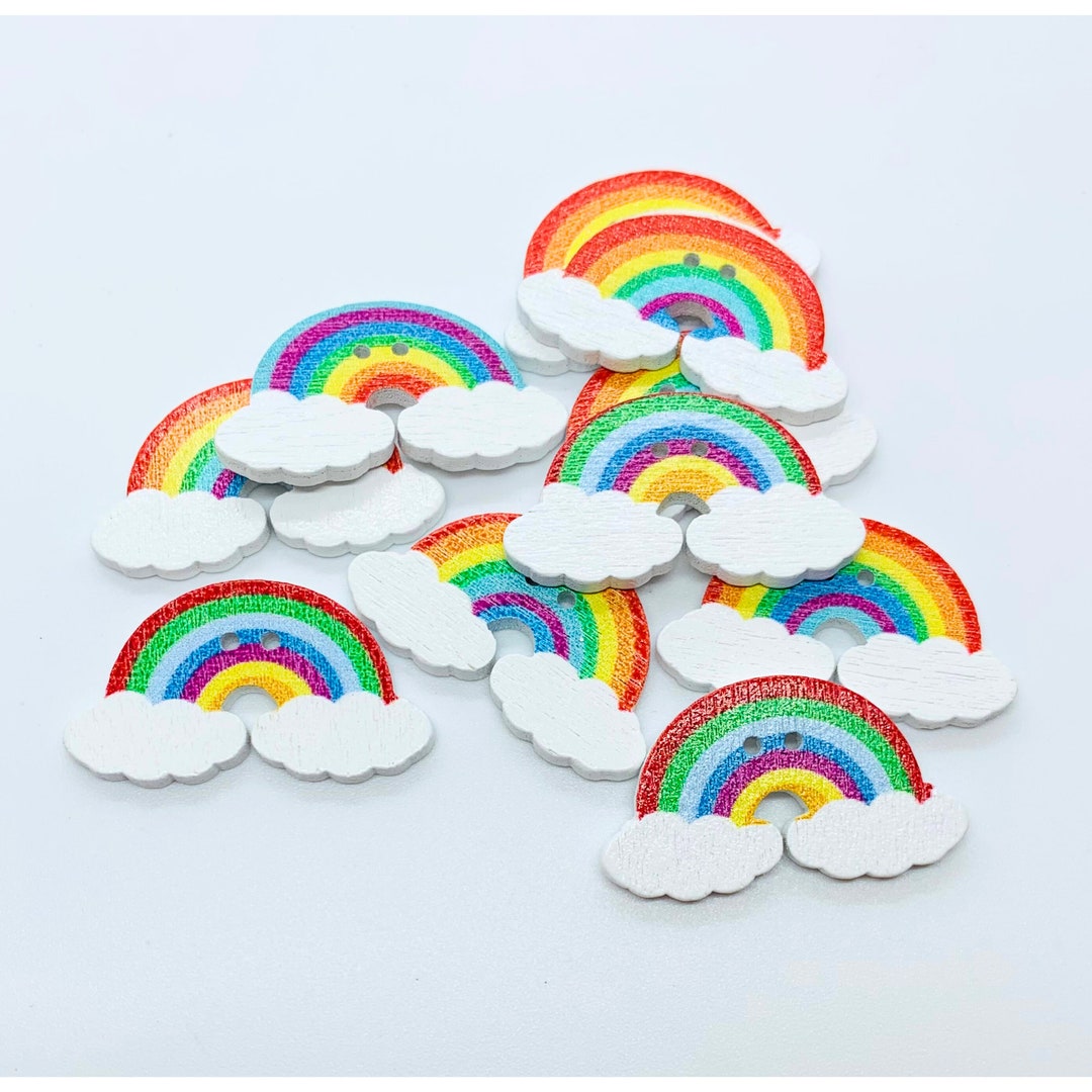 Wooden Rainbow Buttons, Rainbow Colors, Gift for Sewer, 2 Hole Button ...