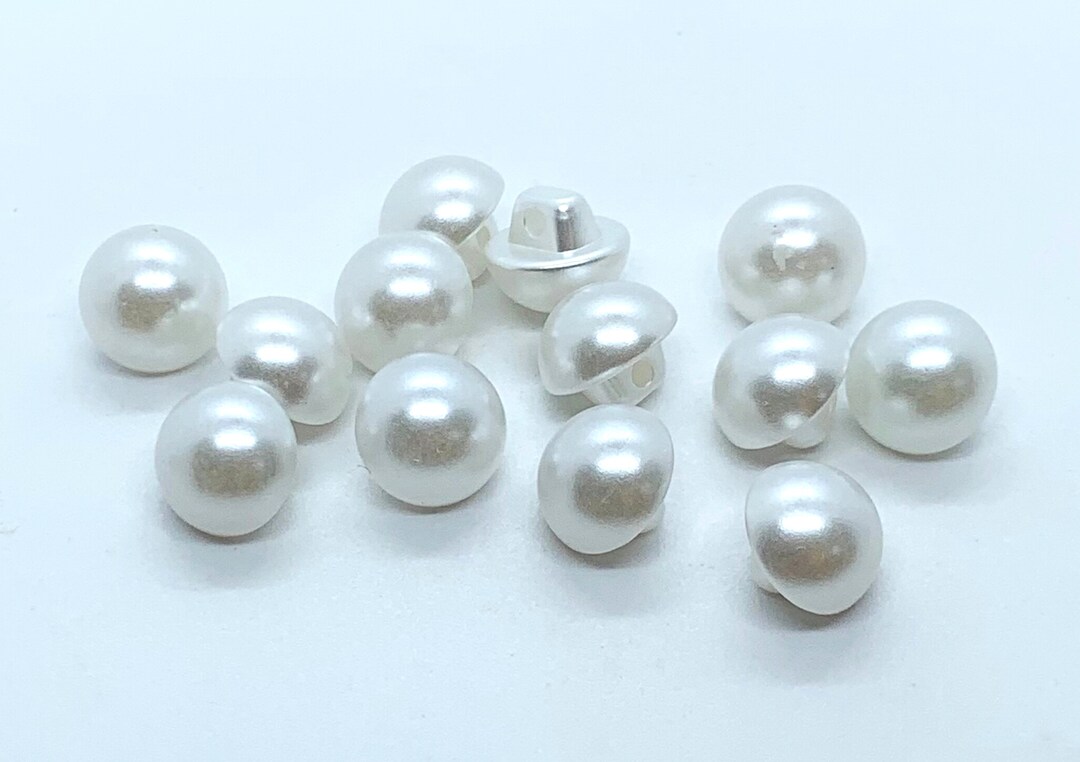 Acrylic, White Button, White Pearl Button, Shank Style, 10mm Button ...